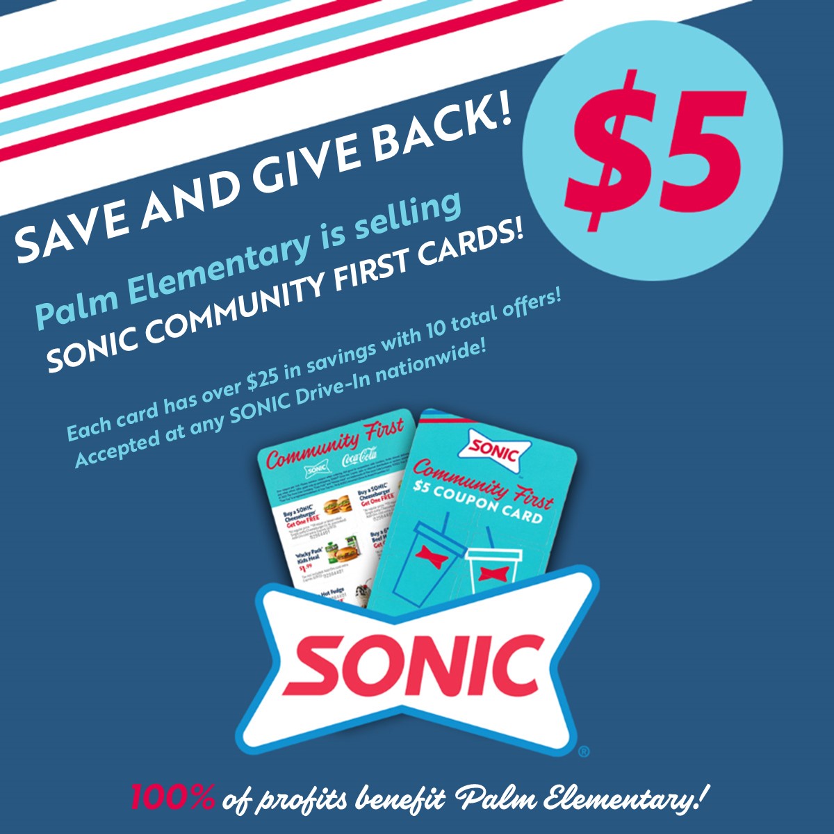 Sonic Fundraiser Social Media Posts | Palm Elementary School